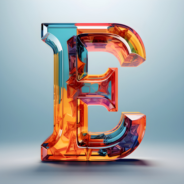 3d letter E made from clear plastic - Impossible Images - Unique stock ...