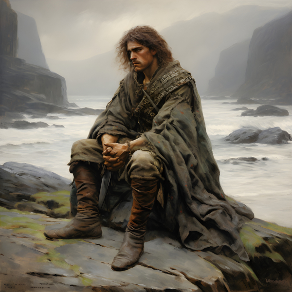 A painting of a Gaelic man sat on the coast. - Impossible Images ...