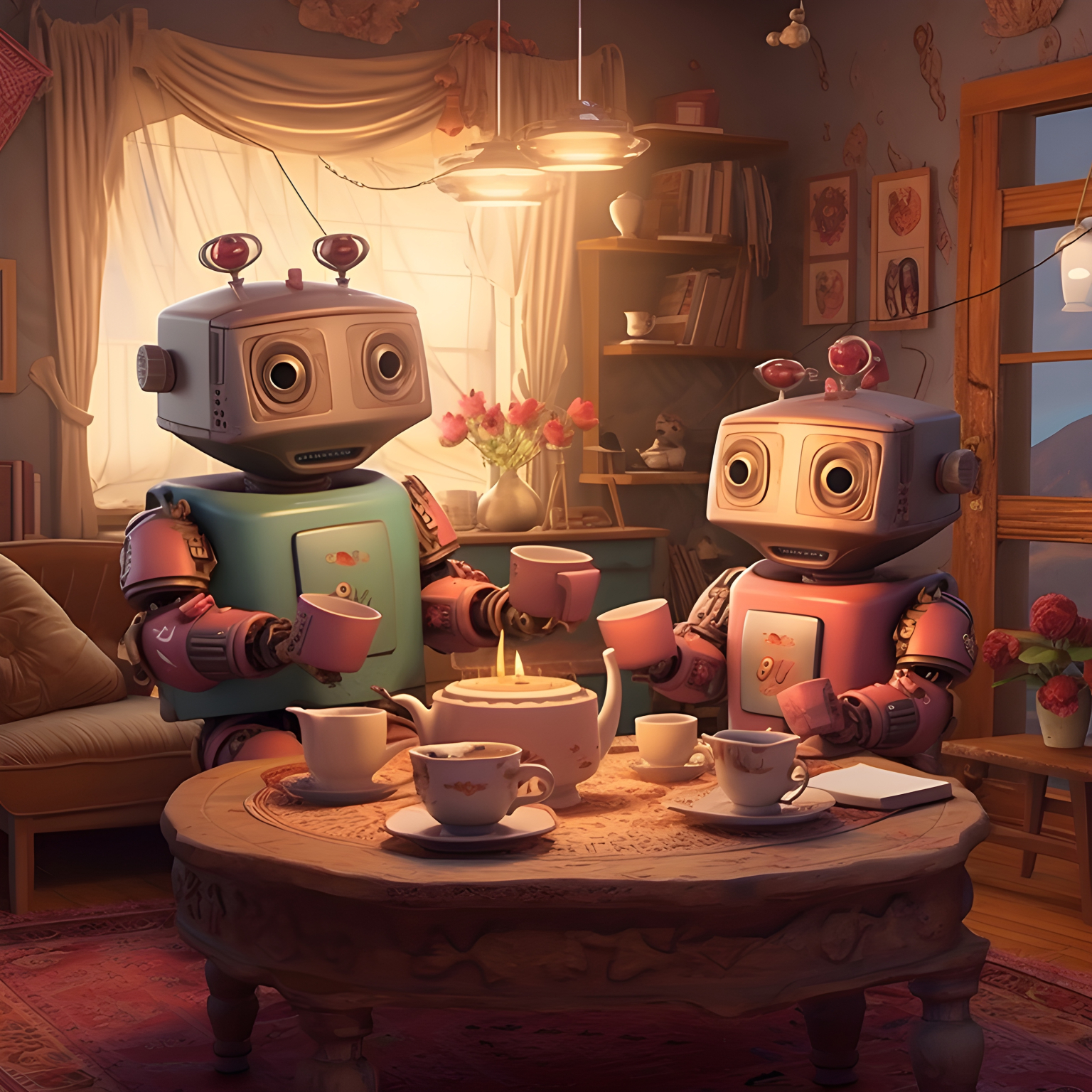 Robots having tea. - Impossible Images - Unique stock images for ...