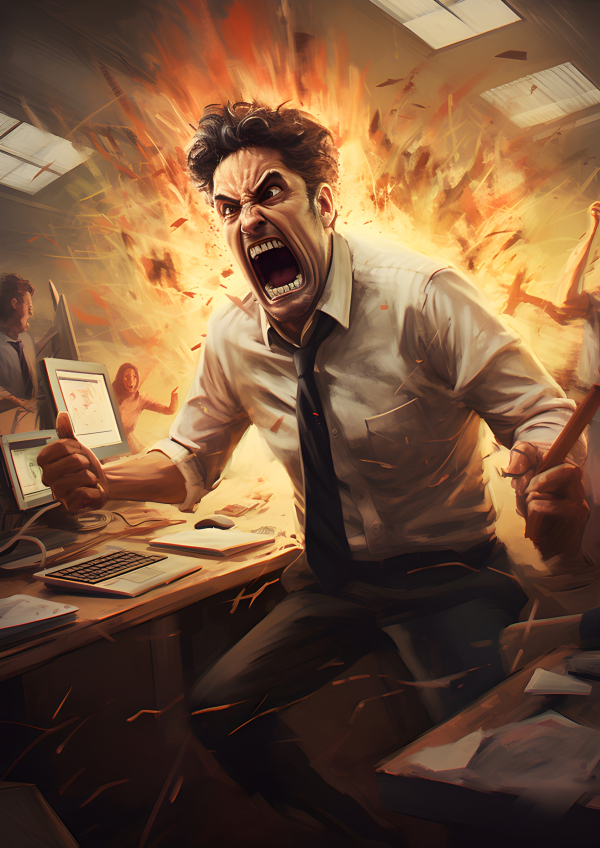 Angry man at work - Impossible Images - Unique stock images for ...
