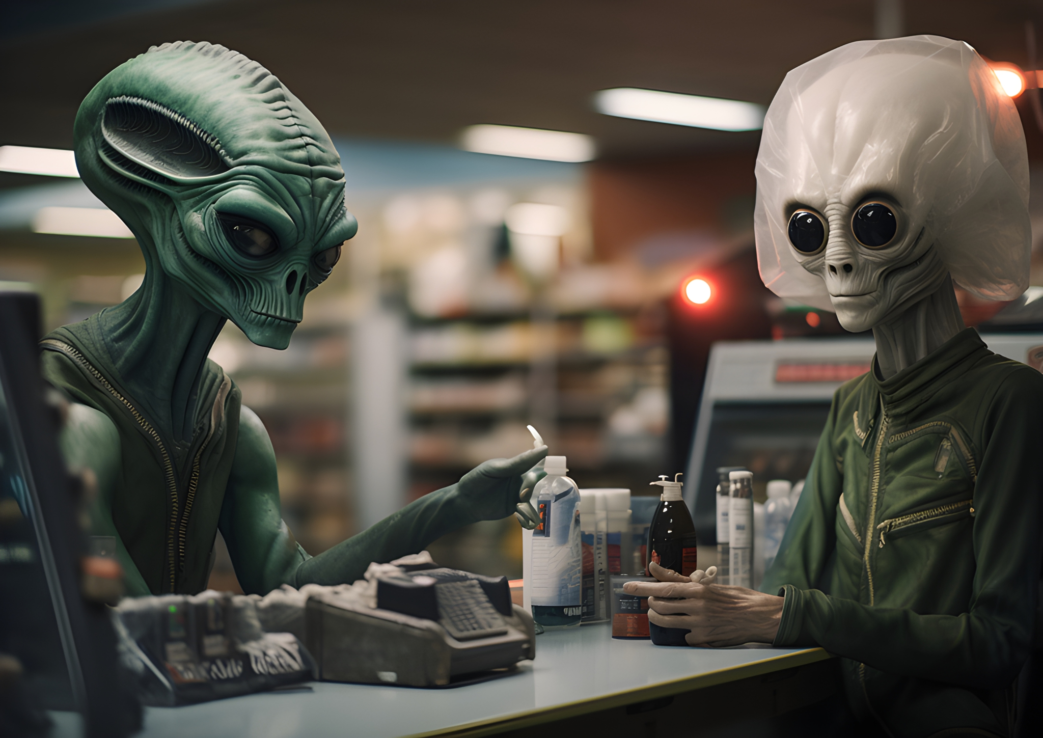 Aliens shopping - Impossible Images - Unique stock images for commercial use.