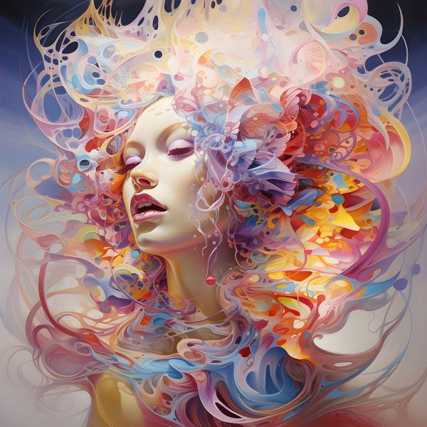 Woman with colourful flowing abstract hair - Impossible Images - Unique ...