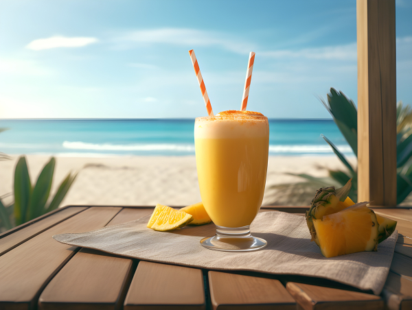 Yellow smoothie on the beach - Impossible Images - Unique stock images ...