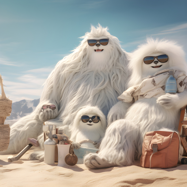 Friendly yeti family at the beach - Impossible Images - Unique stock ...