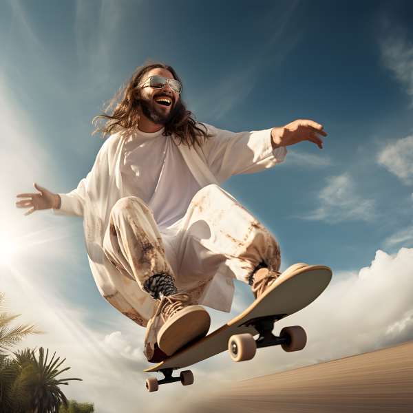 Jesus skateboarding - Impossible Images - Unique stock images for ...