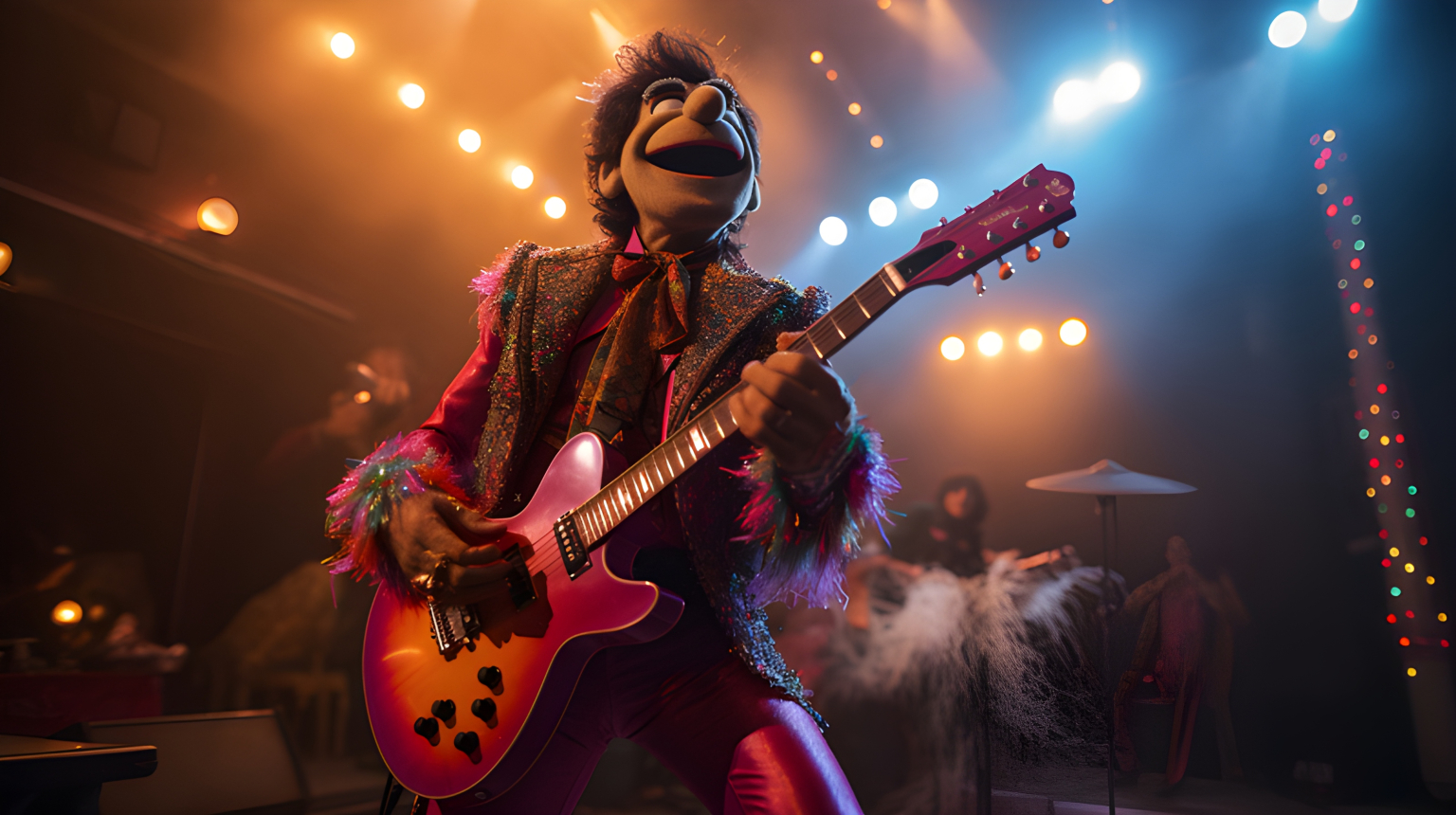 Puppet person playing guitar on stage - Impossible Images - Unique ...