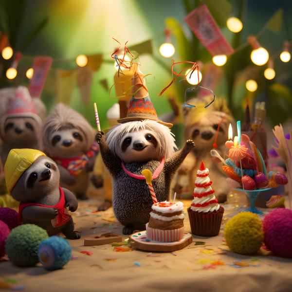 Sloth party - Impossible Images - Unique stock images for commercial use.