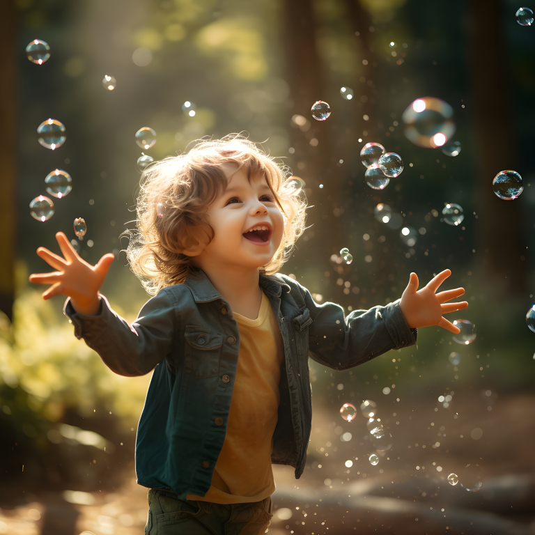 Child Dancing Around Bubbles - Impossible Images - Unique stock images ...