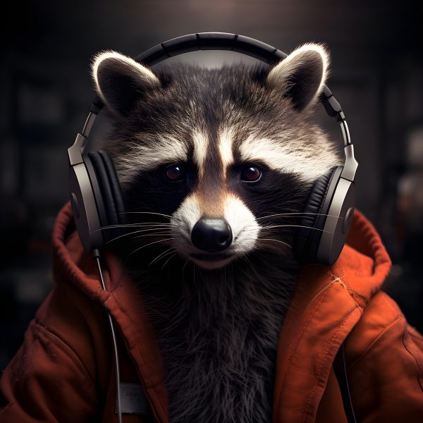 Raccoon wearing headphones - Impossible Images - Unique stock images ...