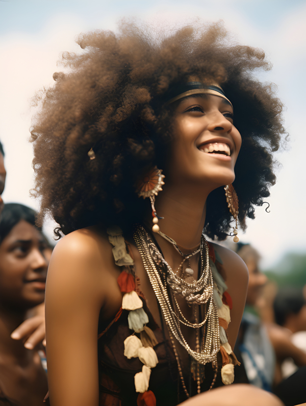 A girl with an afro at a festival - Impossible Images - Unique stock ...