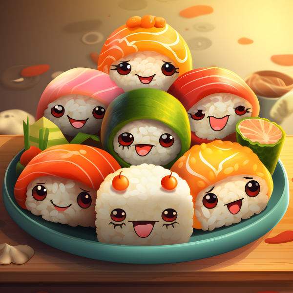 Cartoon sushi - Impossible Images - Unique stock images for commercial use.