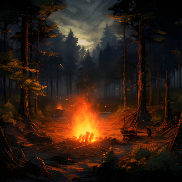 A campfire in a forest - Impossible Images - Unique stock images for ...