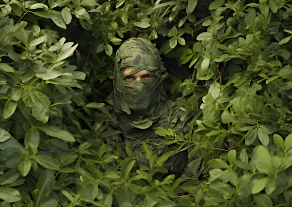 Camouflage man in leaves - Impossible Images - Unique stock images for ...