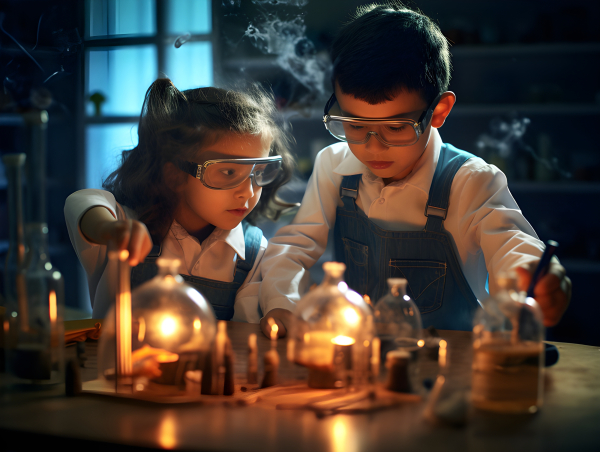 Kids doing a science experiment - Impossible Images - Unique stock ...