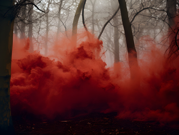 Red smoke in the woods - Impossible Images - Unique stock images for ...