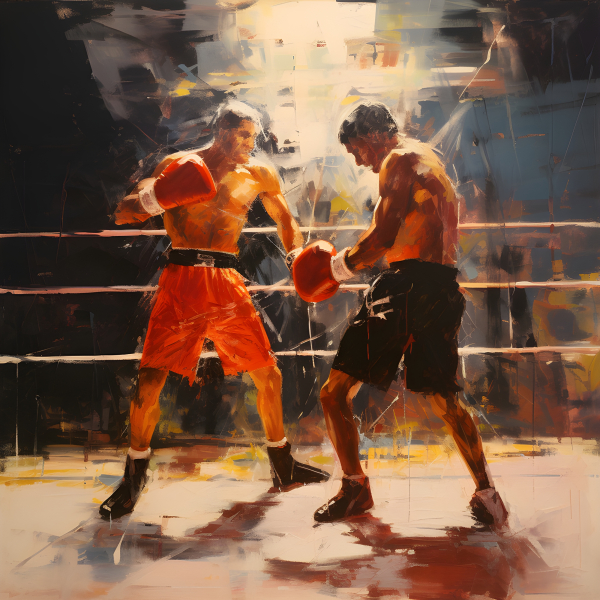 Painting of boxers sparring in a ring - Impossible Images - Unique ...