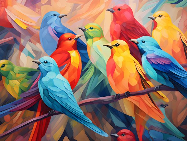 A painting of colorful birds - Impossible Images - Unique stock images ...