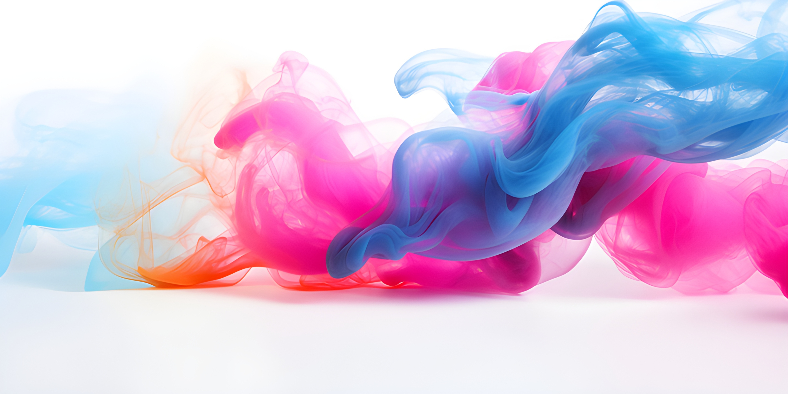 Blue and pink smoke falling on a white background - Impossible Images ...