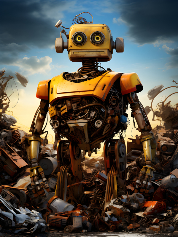 Junk yard robot creating himself - Impossible Images - Unique stock ...