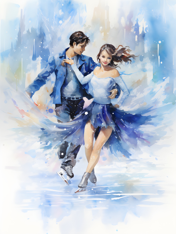 Watercolour painting of figure skaters - Impossible Images - Unique ...