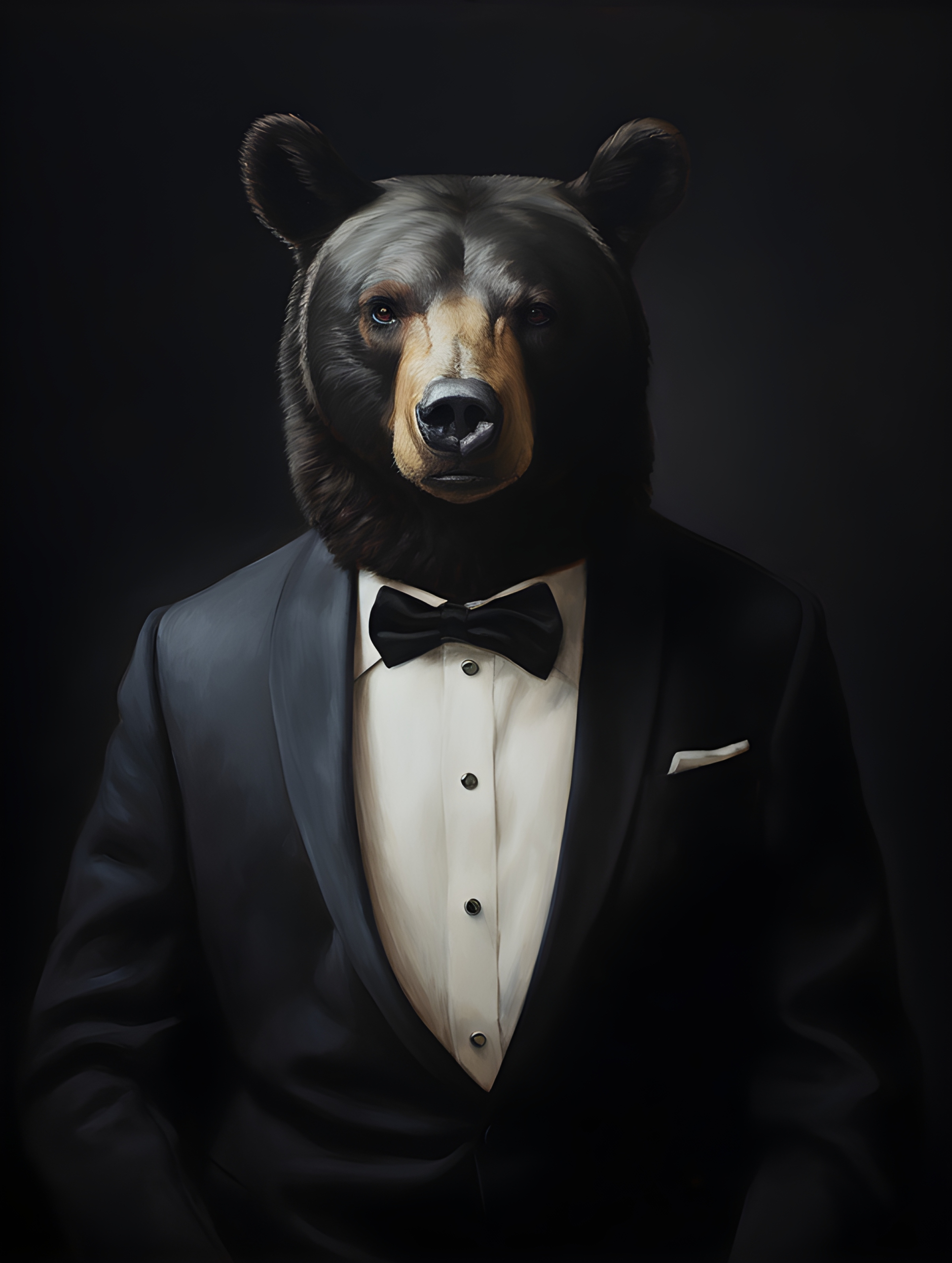 A bear wearing a tuxedo - Impossible Images - Unique stock images for commercial use.