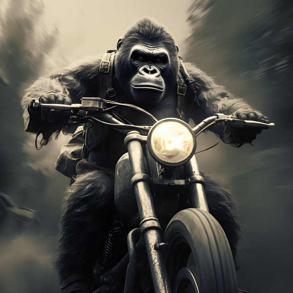 A gorilla on a motorcycle - Impossible Images - Unique stock images for ...