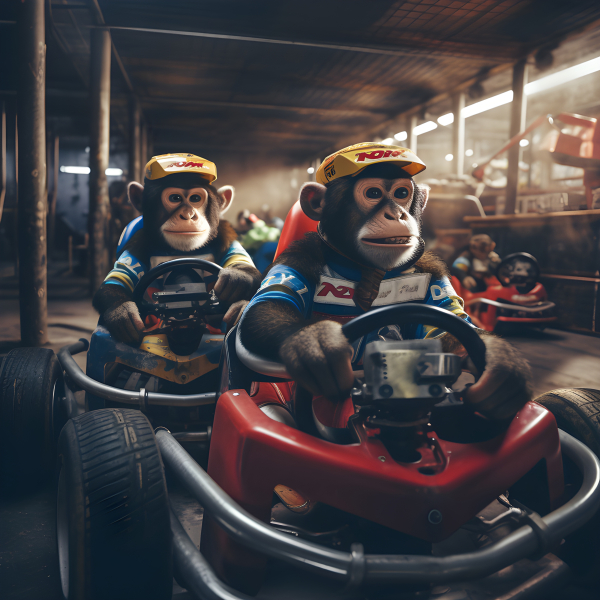 Monkeys in go karts - Impossible Images - Unique stock images for ...