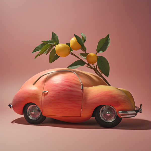 Peach car - Impossible Images - Unique stock images for commercial use.