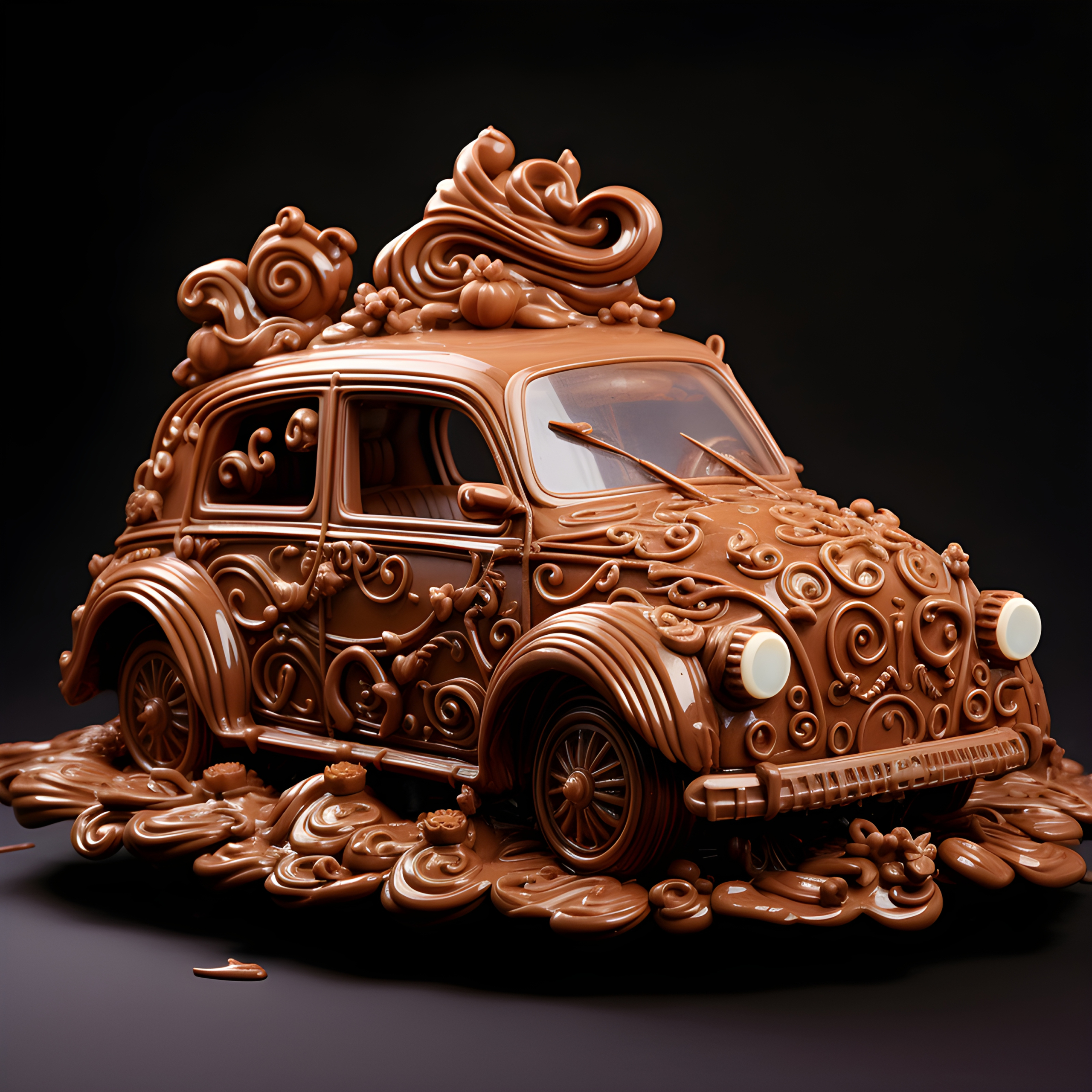 Chocolate car floating on chocolate - Impossible Images - Unique stock ...
