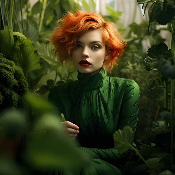 Fashion shoot of lady model in green - Impossible Images - Unique stock ...