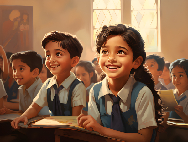 Cartoon children smiling in classroom - Impossible Images - Unique ...