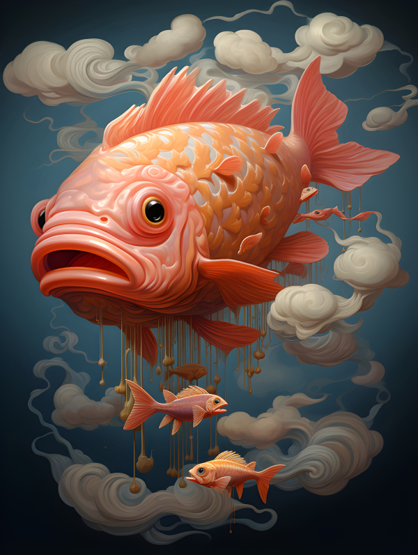 Illustration of fish in clouds - Impossible Images - Unique stock ...