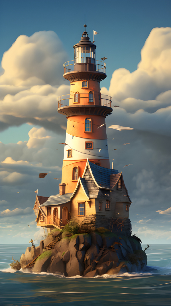 A lighthouse built on a house - Impossible Images - Unique stock images ...