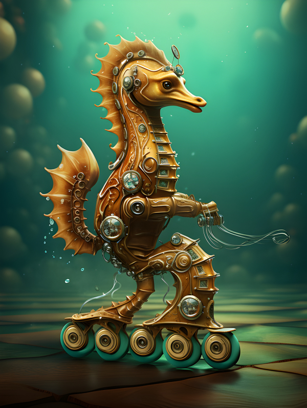 Robotic seahorse on skates - Impossible Images - Unique stock images ...