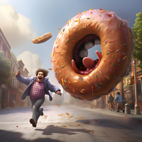 Hungry doughnut chasing after its prey - Impossible Images - Unique ...