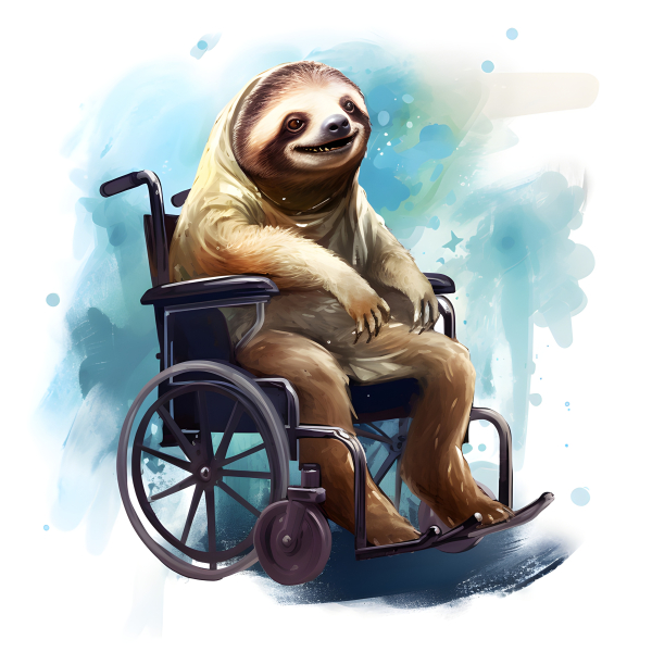 Watercolour of a sloth in a wheelchair - Impossible Images - Unique ...