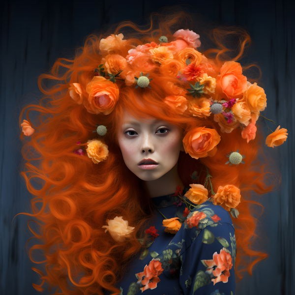 Beautiful auburn hair with flowers - Impossible Images - Unique stock ...