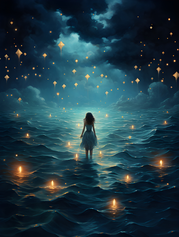 Floating in the sea with stars - Impossible Images - Unique stock ...