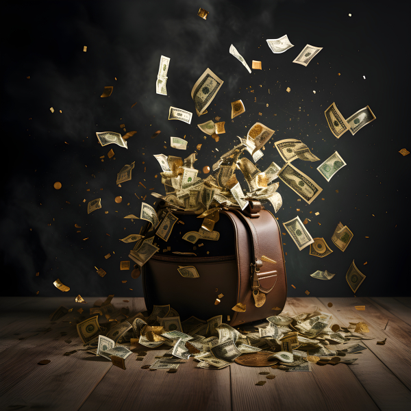 Money exploding out of a bag - Impossible Images - Unique stock images ...