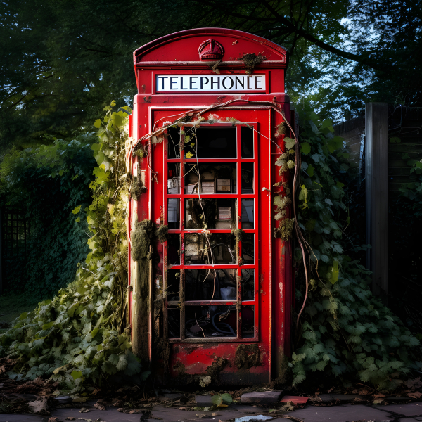 Old telephone box wrapped in vines - Impossible Images - Unique stock ...
