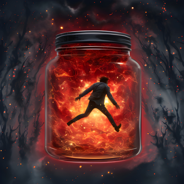Human trapped in a jar with fire - Impossible Images - Unique stock ...