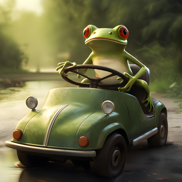 A frog driving a small car - Impossible Images - Unique stock images ...