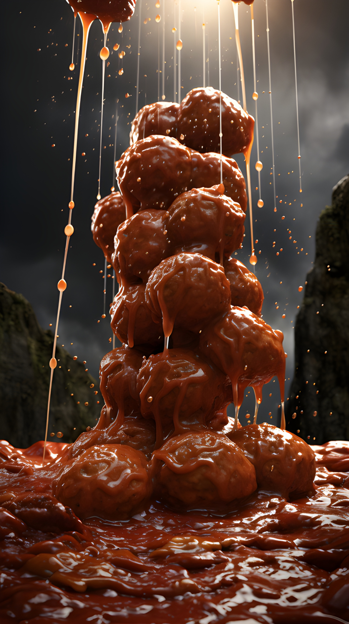 Meatball rain - Impossible Images - Unique stock images for commercial use.