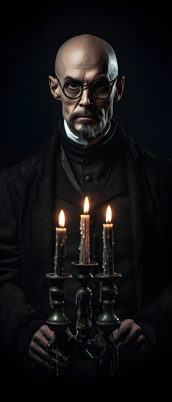 Halloween Victorian undertaker lit by spooky candlelight - Impossible ...