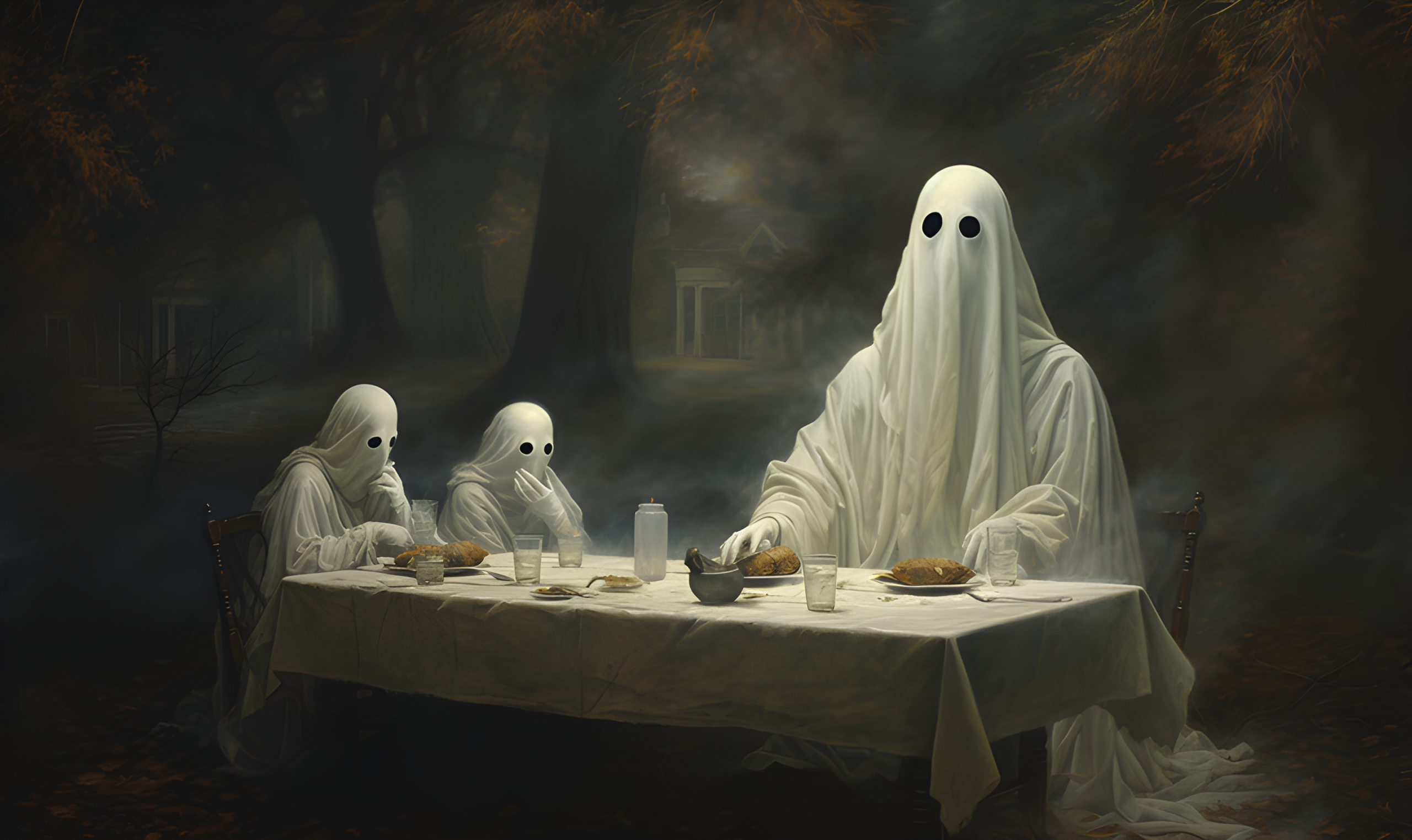 Halloween: A ghost eating dinner with its children - Impossible Images ...