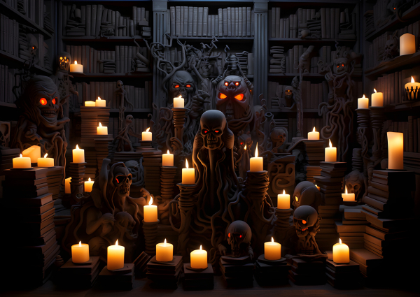 Halloween time, creepy candlelit library - Impossible Images - Unique ...