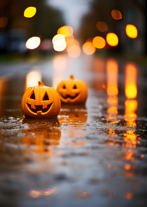 Two pumpkins floating down a city street - Impossible Images - Unique ...
