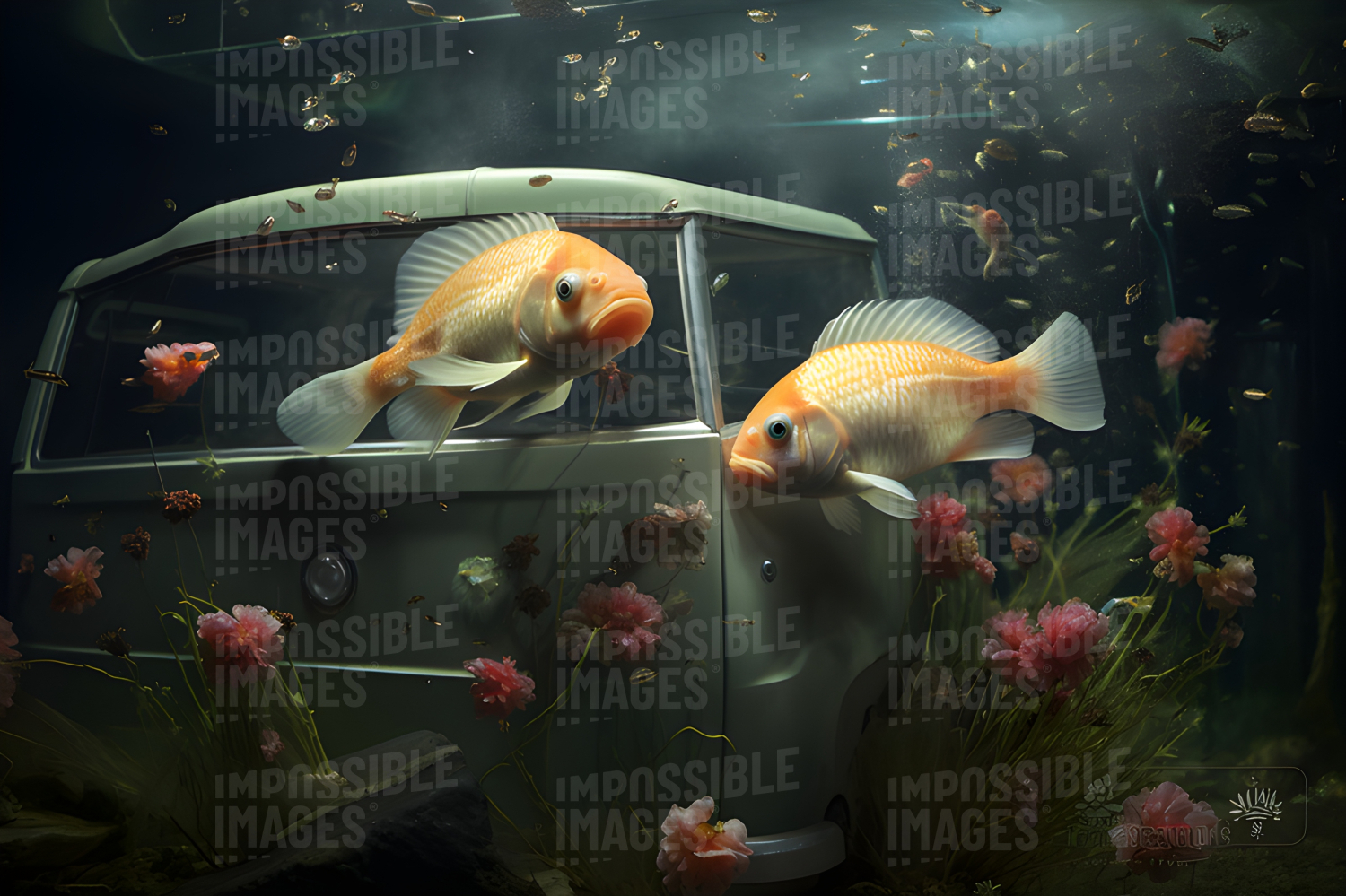 Gold fish inspecting remains of a car - Impossible Images - Unique ...