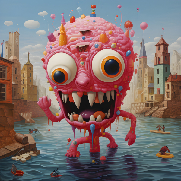 Weird pink creature emerging from water - Impossible Images - Unique ...