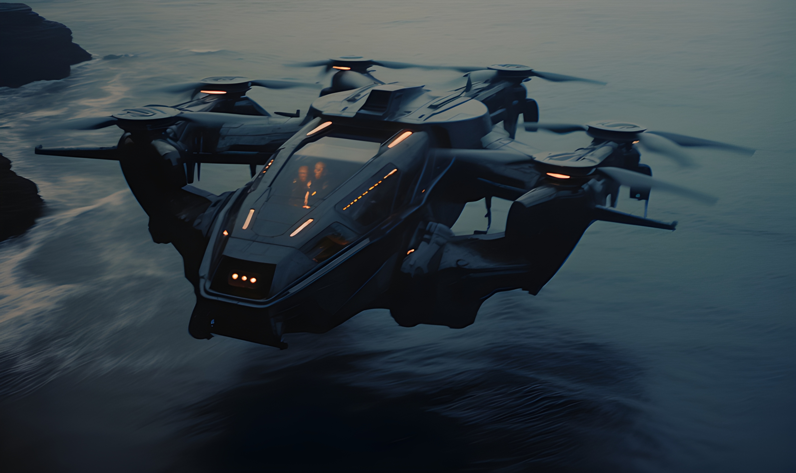 A futuristic carrier plane over water - Impossible Images - Unique ...